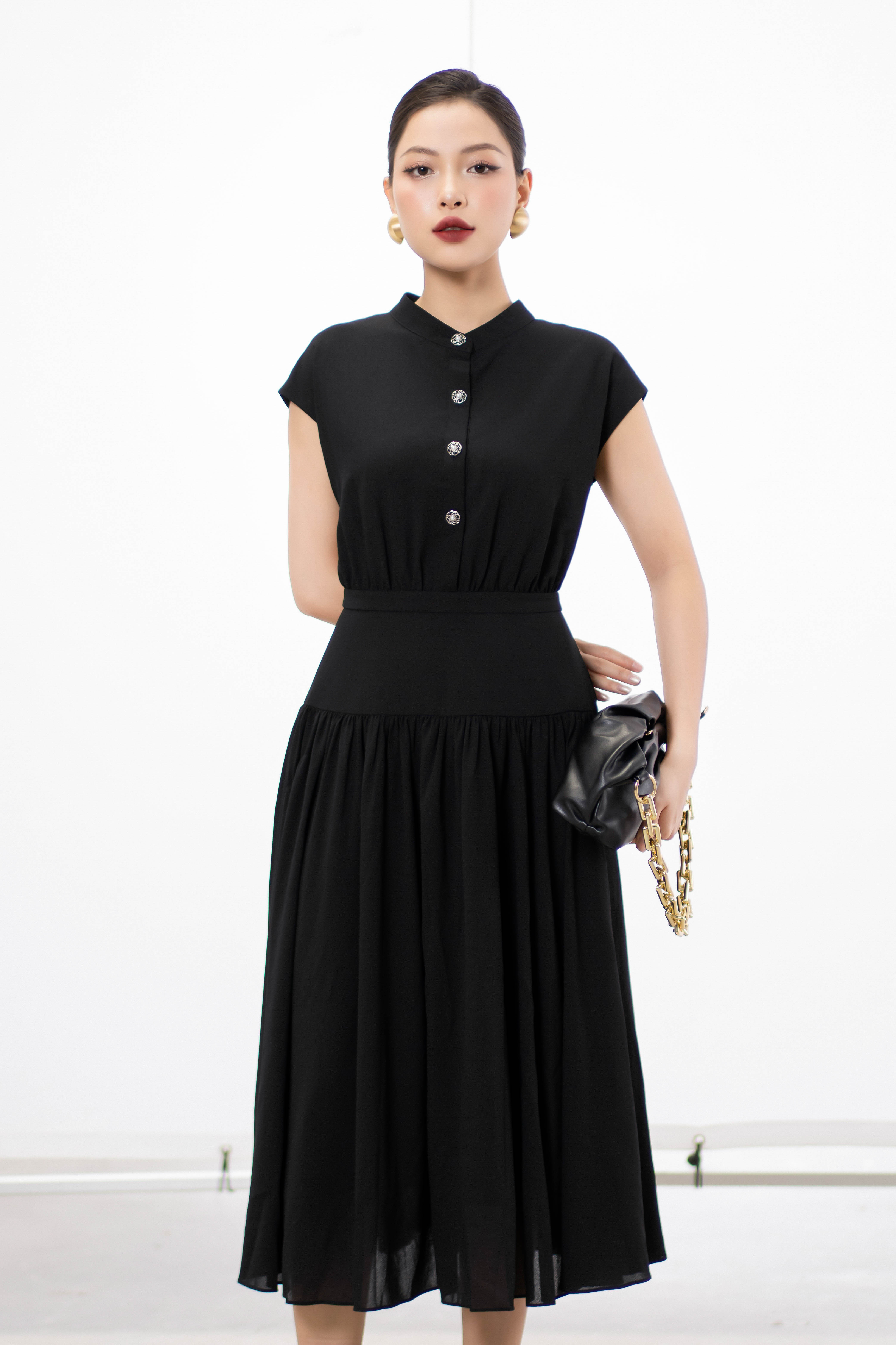 Váy Đầm - BLack Woven Mdi Dress