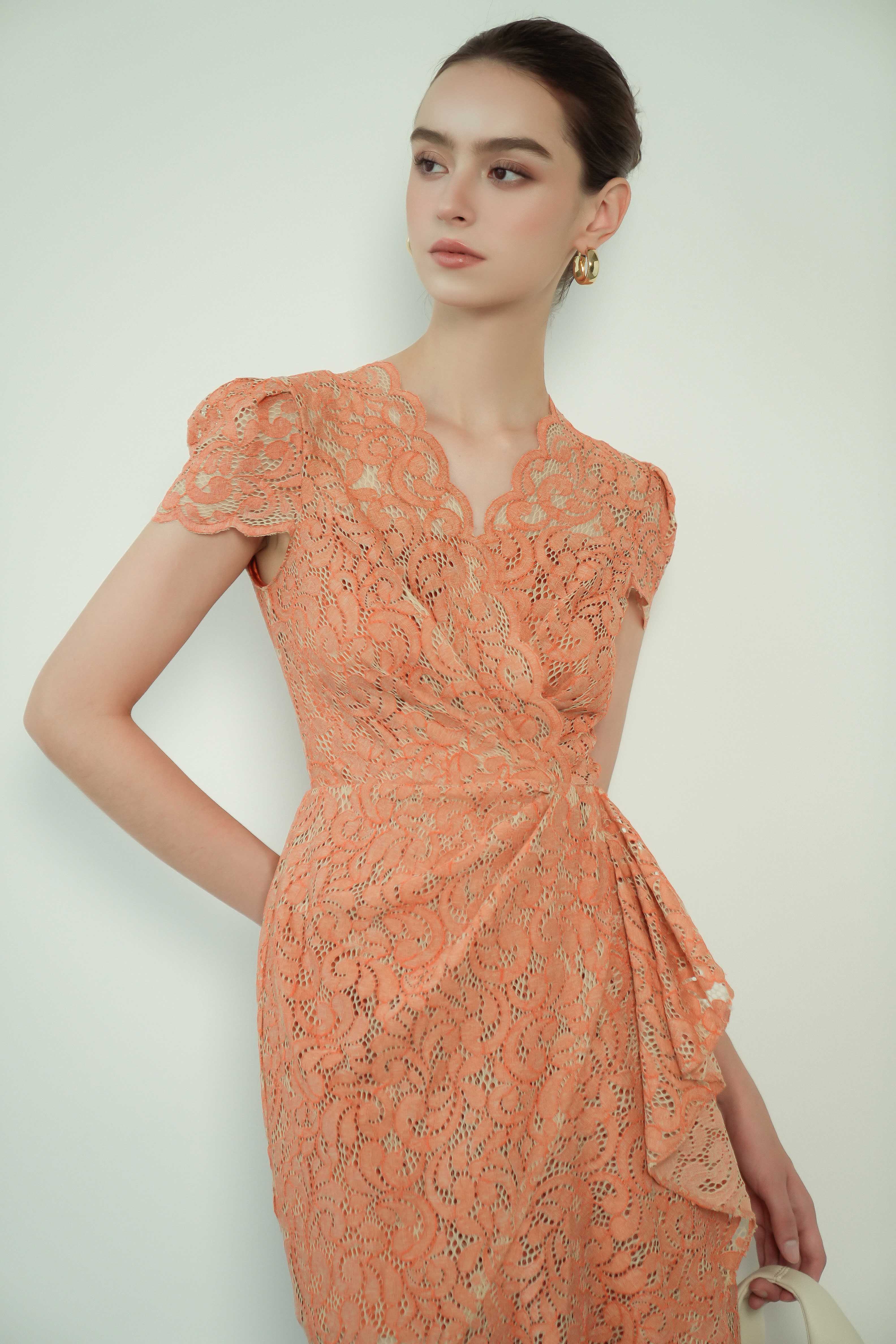 Váy Đầm - Ochre Lace Sarong Dress