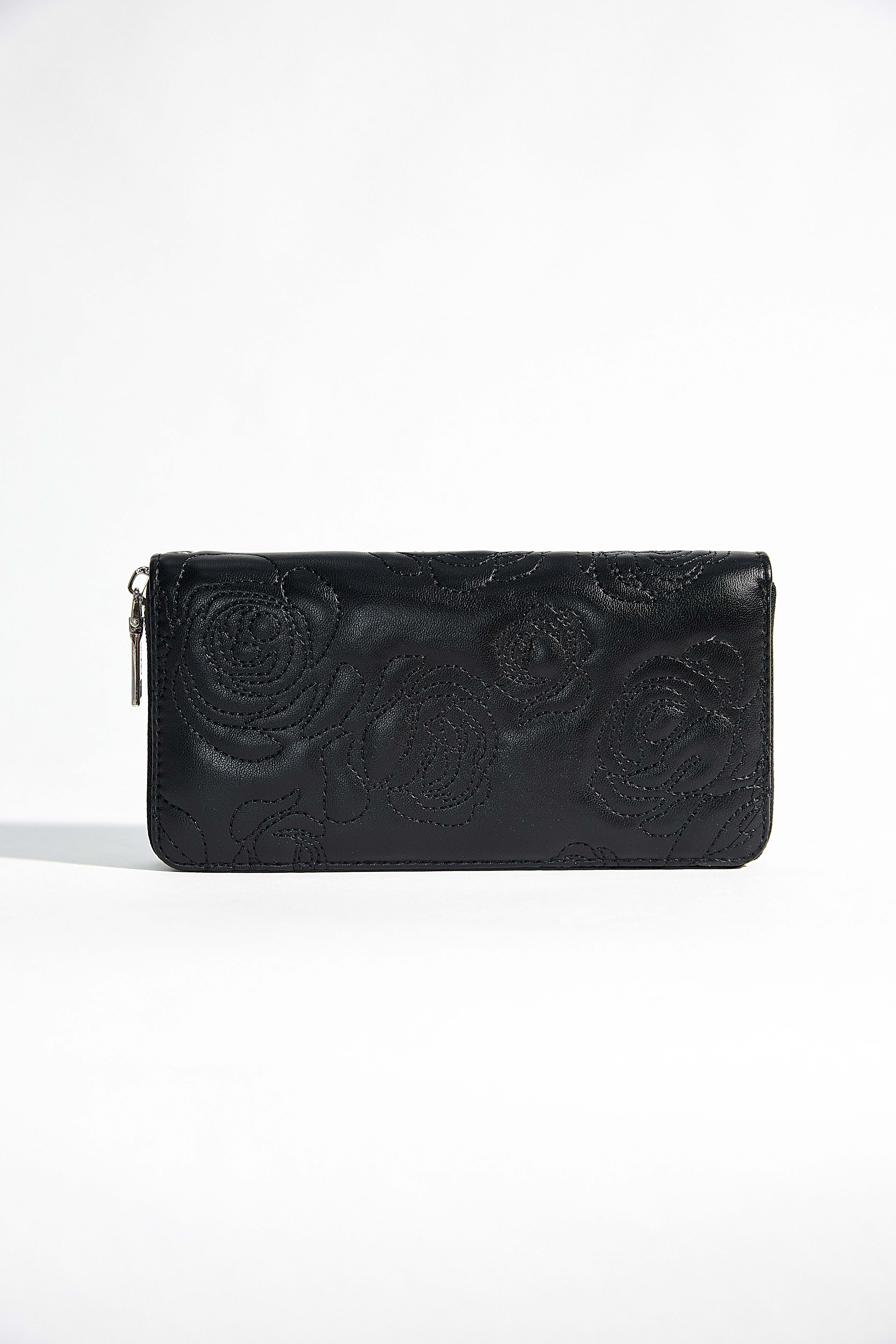Ví Cầm Tay - Rose Embossed Leather Rectangle Bag