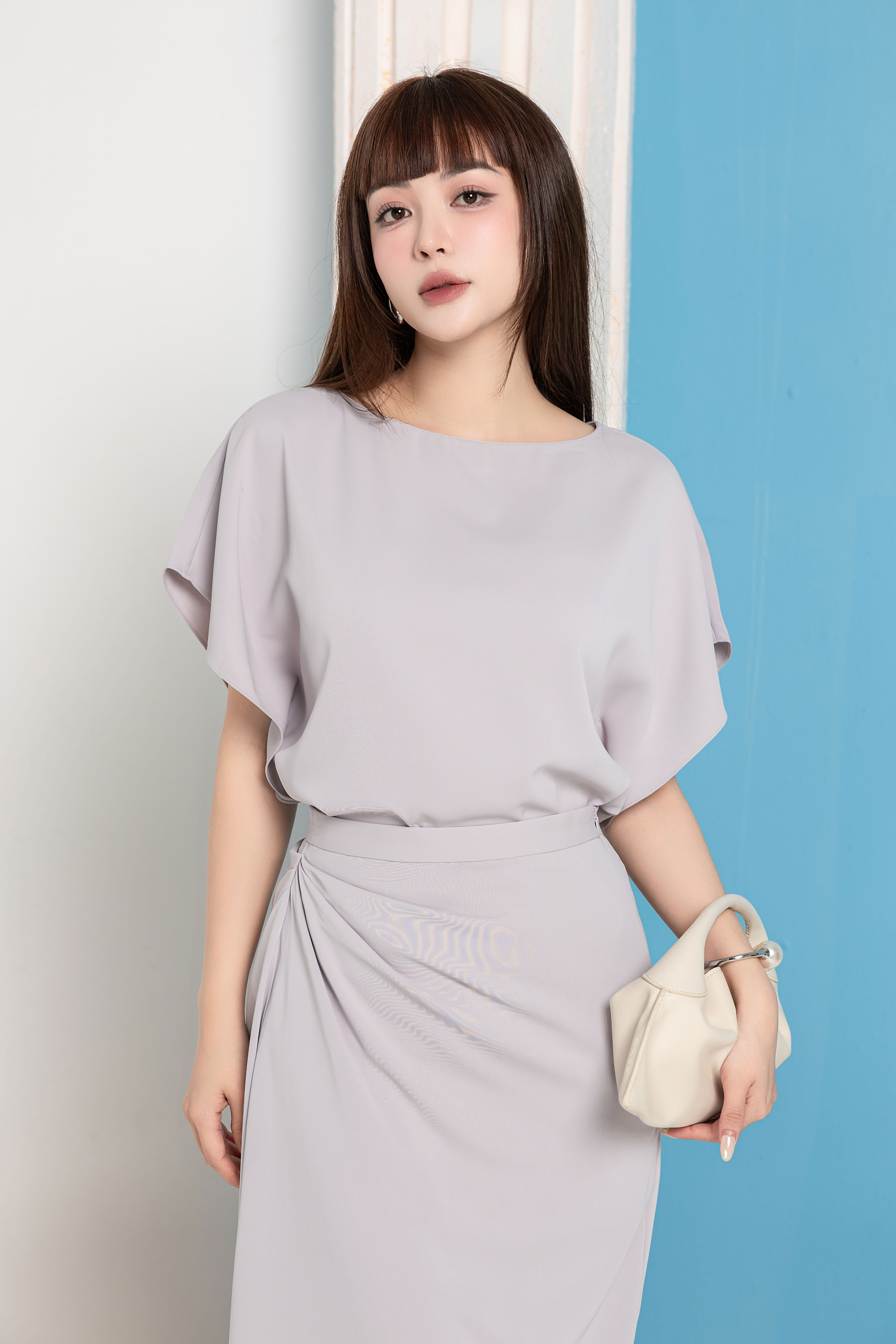 Chân váy - Purple Grey Silk Sarong Skirt