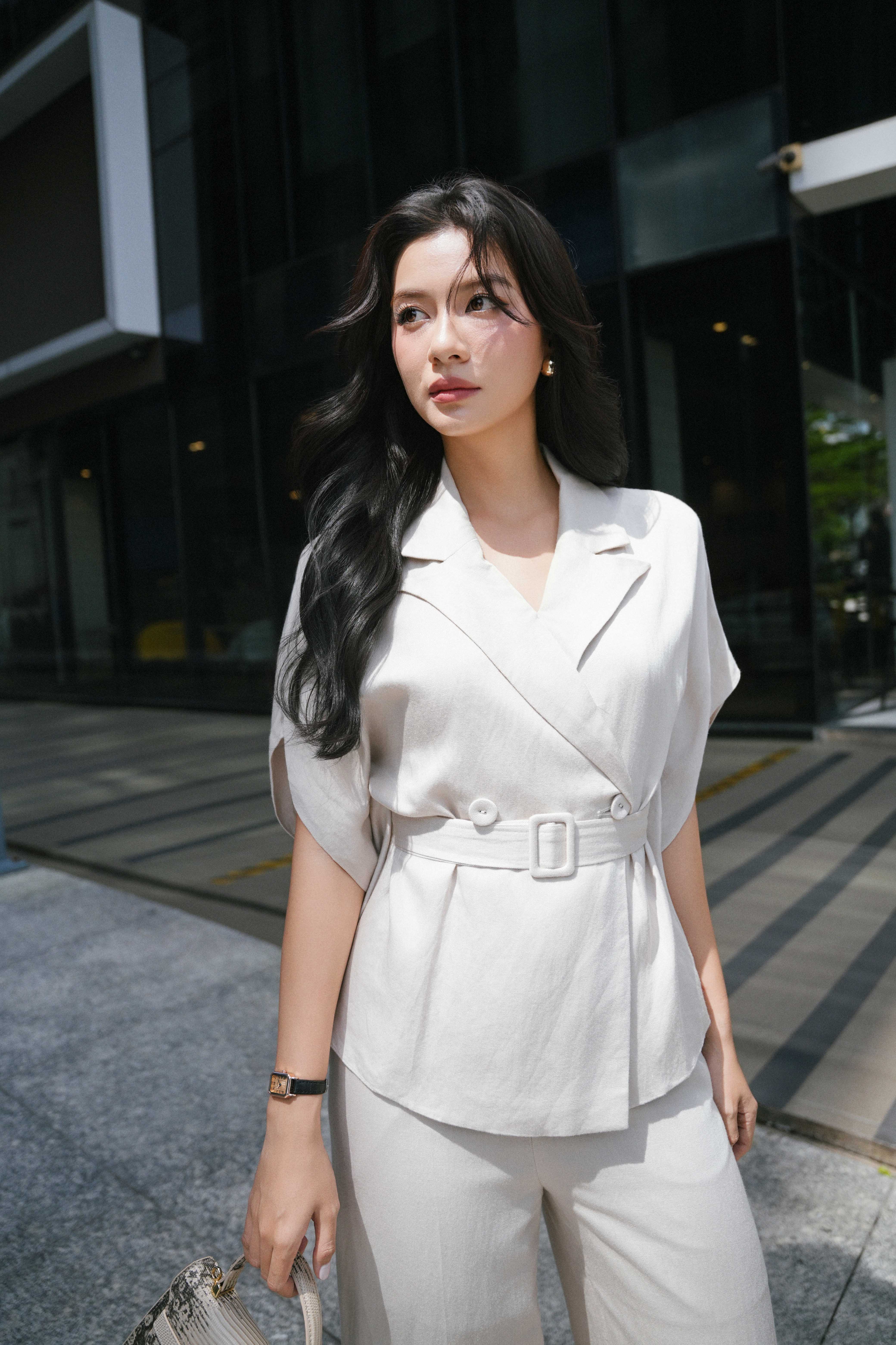 Quần nữ - Light Beige Linen Loose Pants
