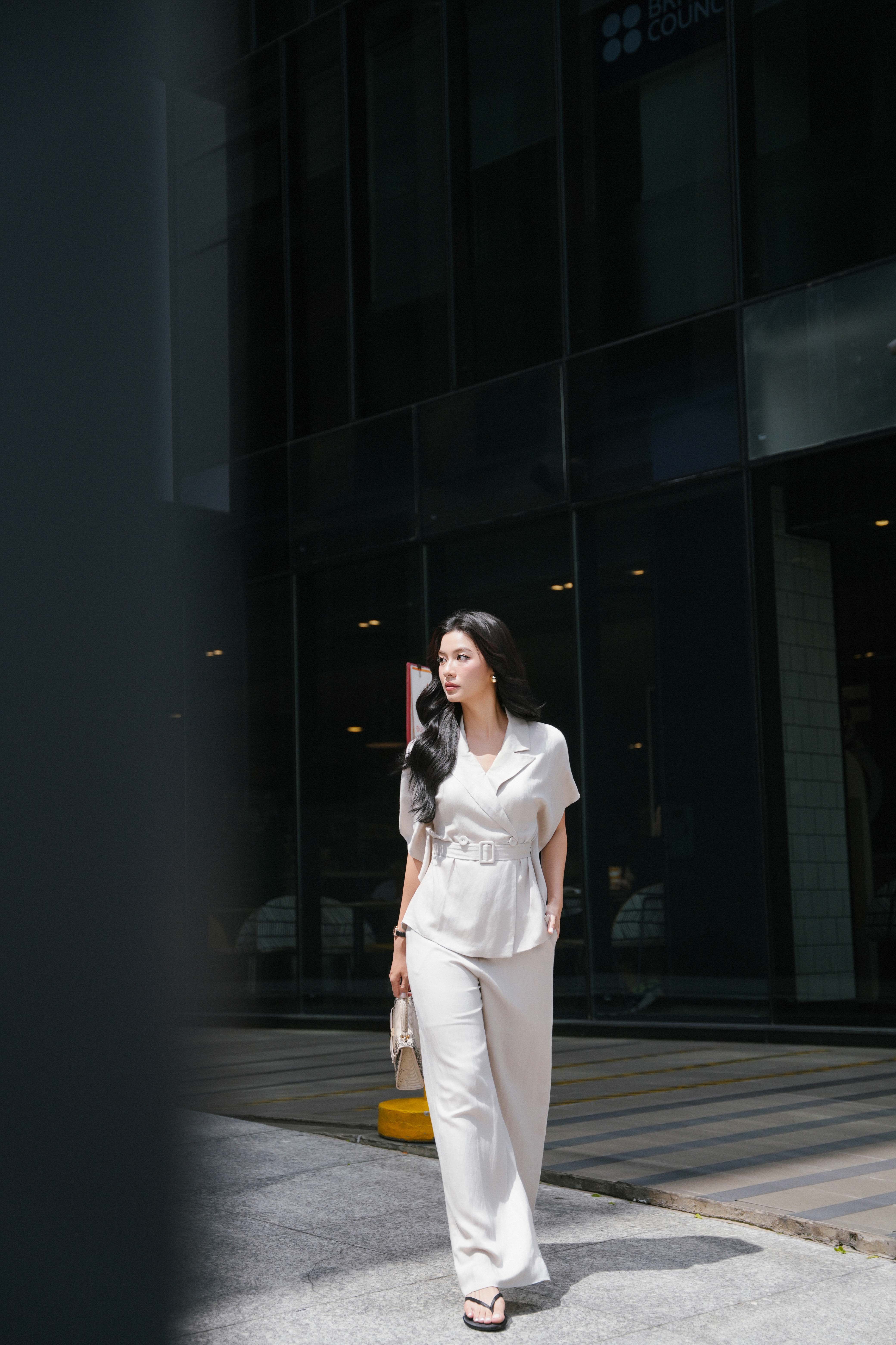 Quần nữ - Light Beige Linen Loose Pants