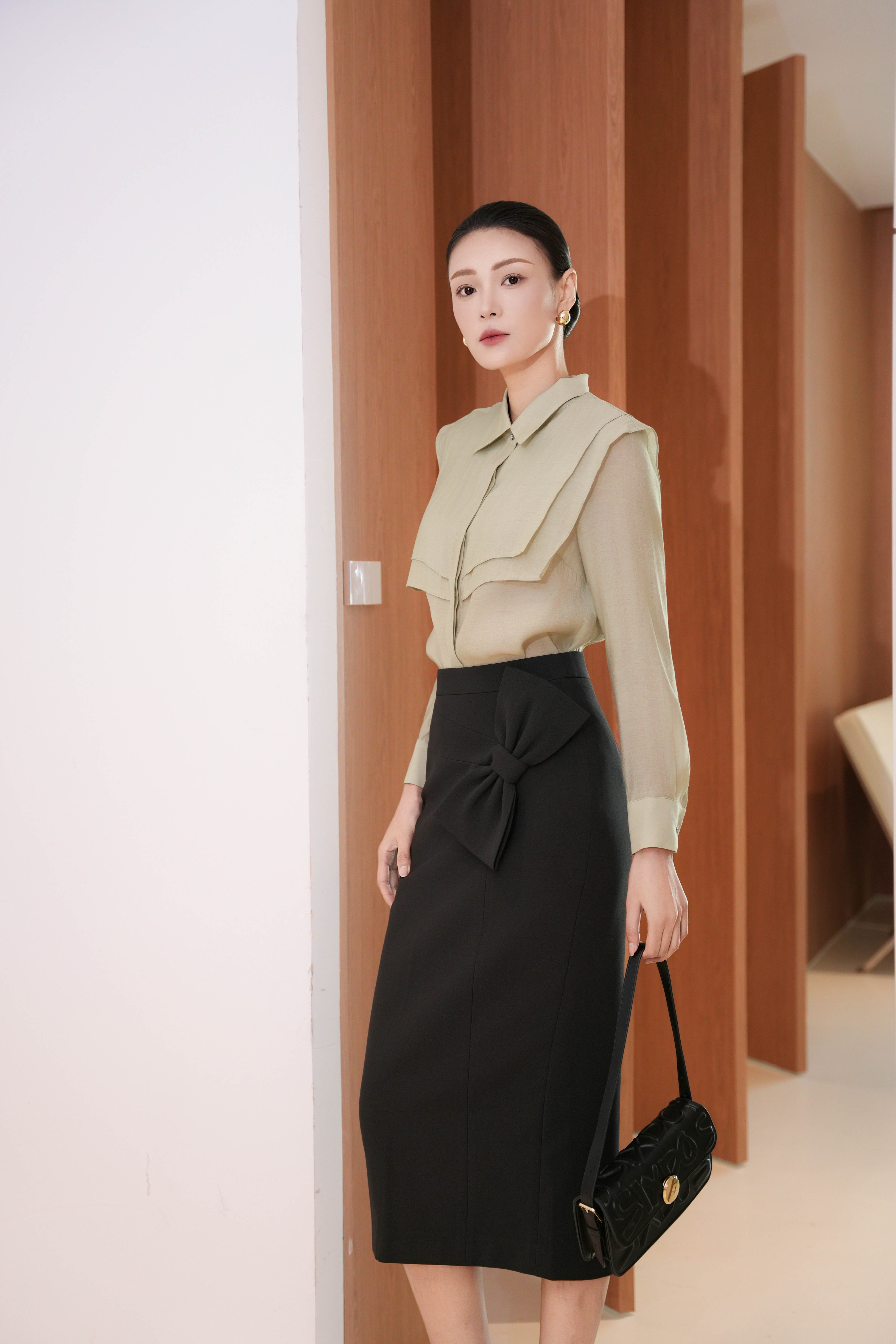 Áo nữ - Light Olive Green Organza Shirt