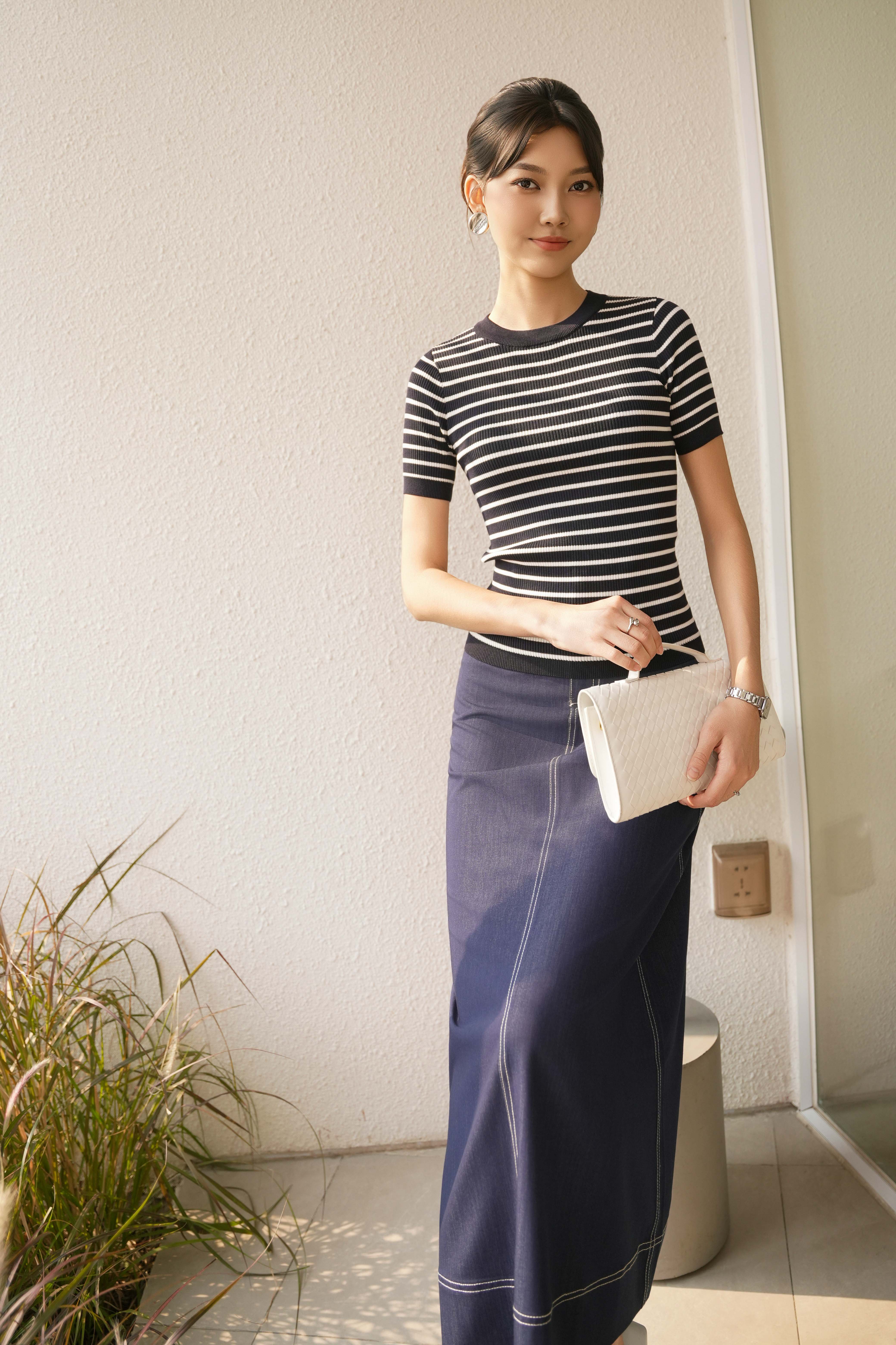 Áo nữ - Navy Stripe Knit Blouse